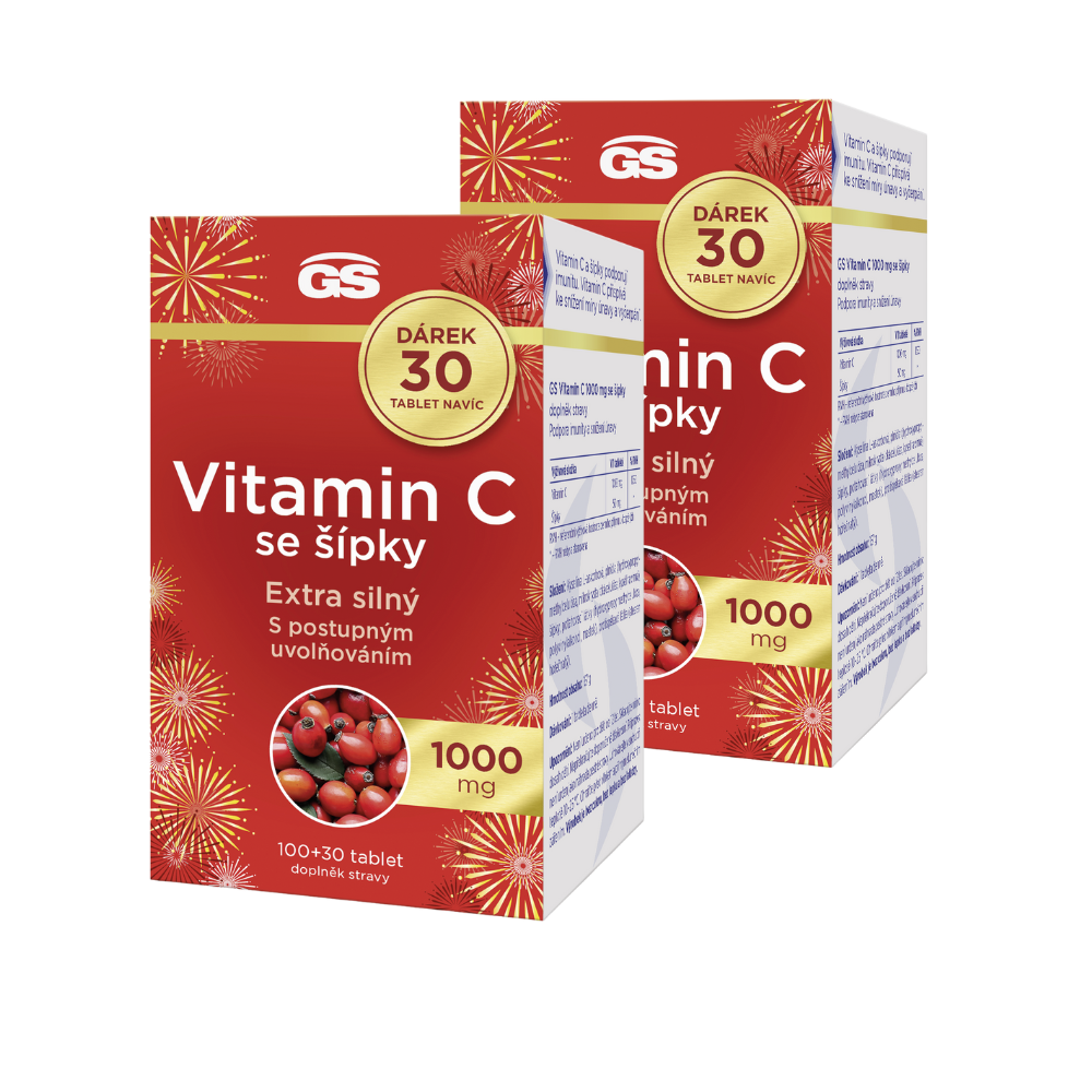 GS Vitamin C1000 se šípky, 2 x 100+30 tablet NAVÍC, dárkové balení 2025 ...